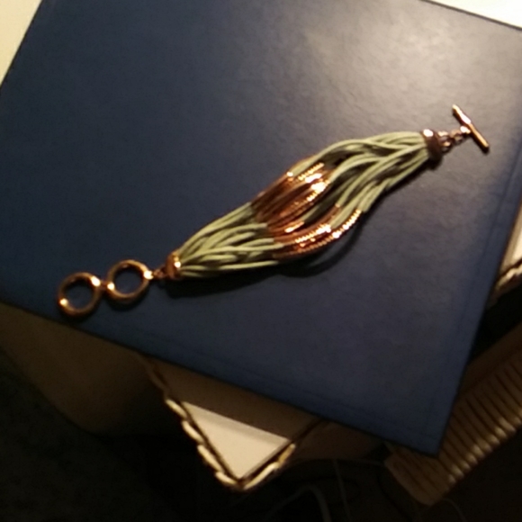 Jewelry | Rose Gold And Green Bracelet | Poshmark